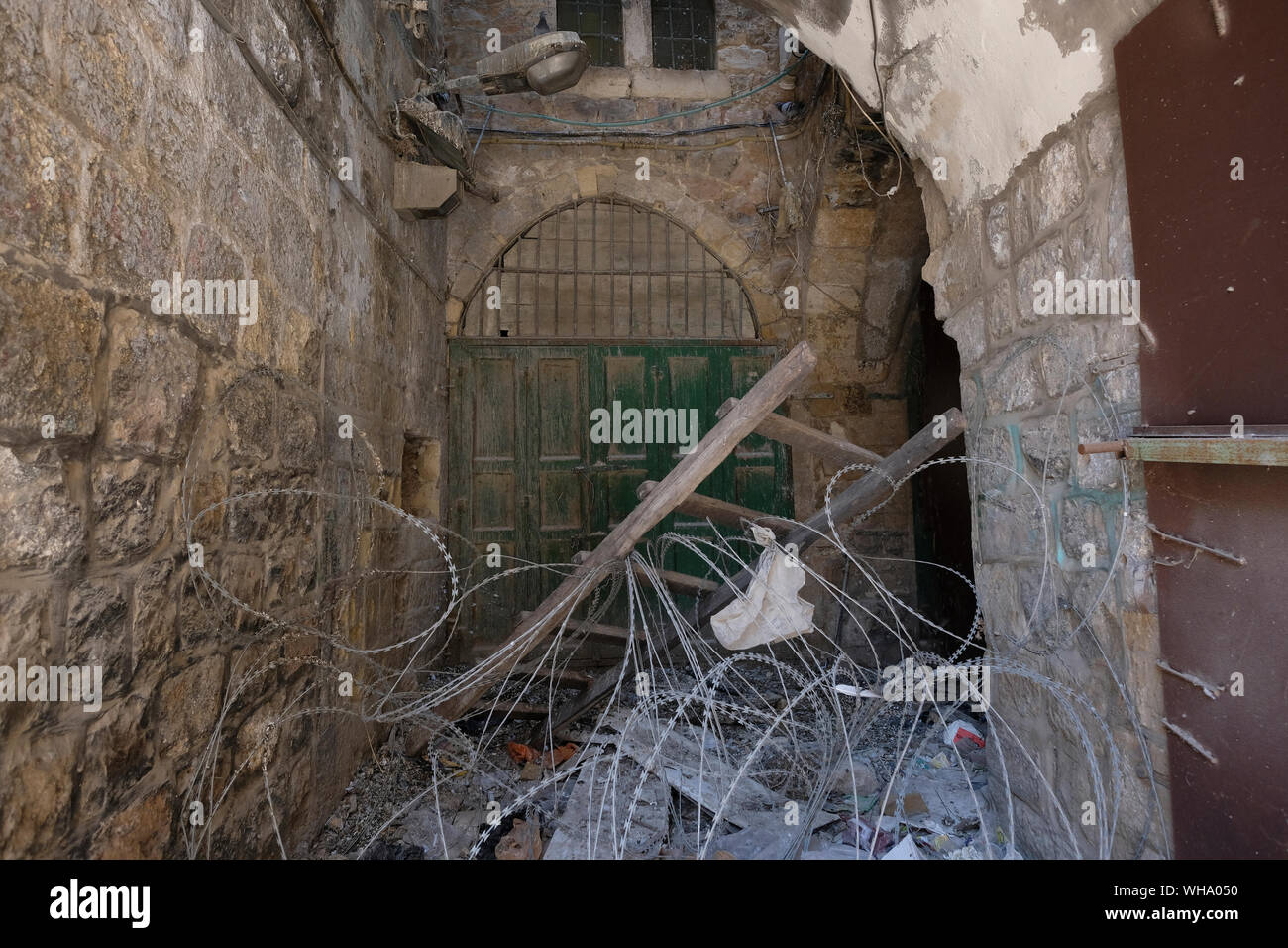 A blocked passageway separating Israeli control area and the ...