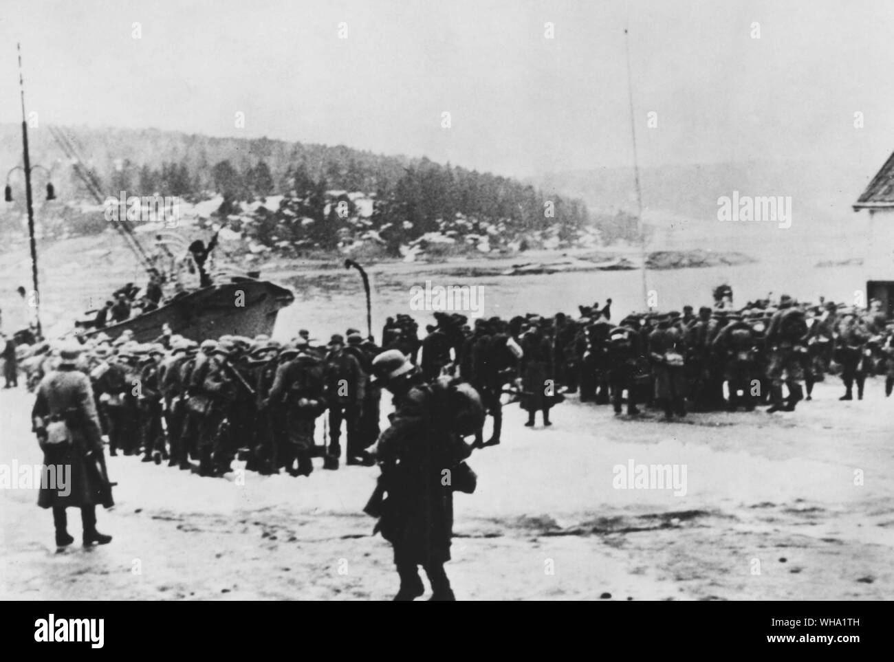 WW2: German troops disembark in Norway Stock Photo - Alamy