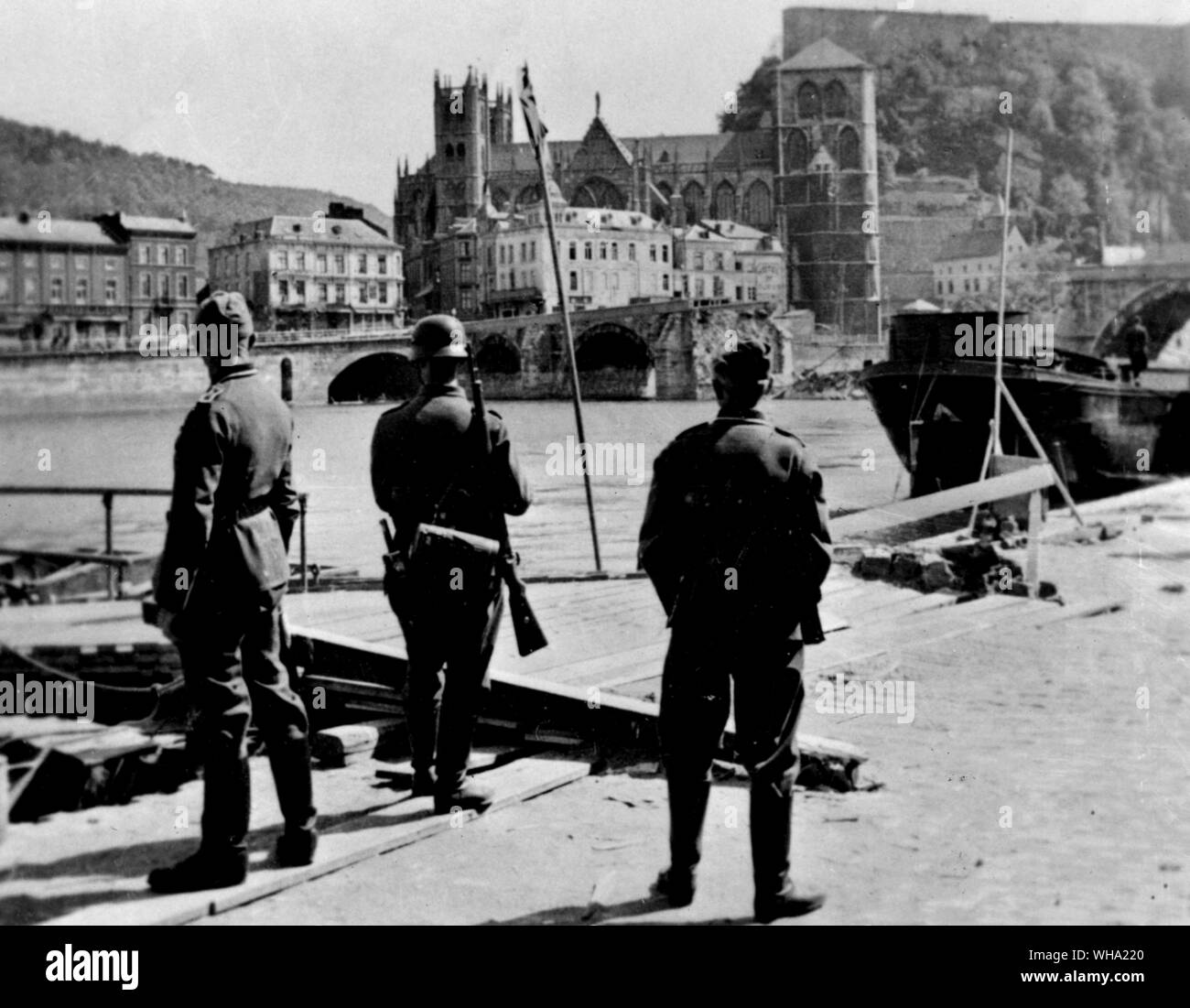 WW2: German troops in Westen (?). Posted on the port Stock Photo - Alamy