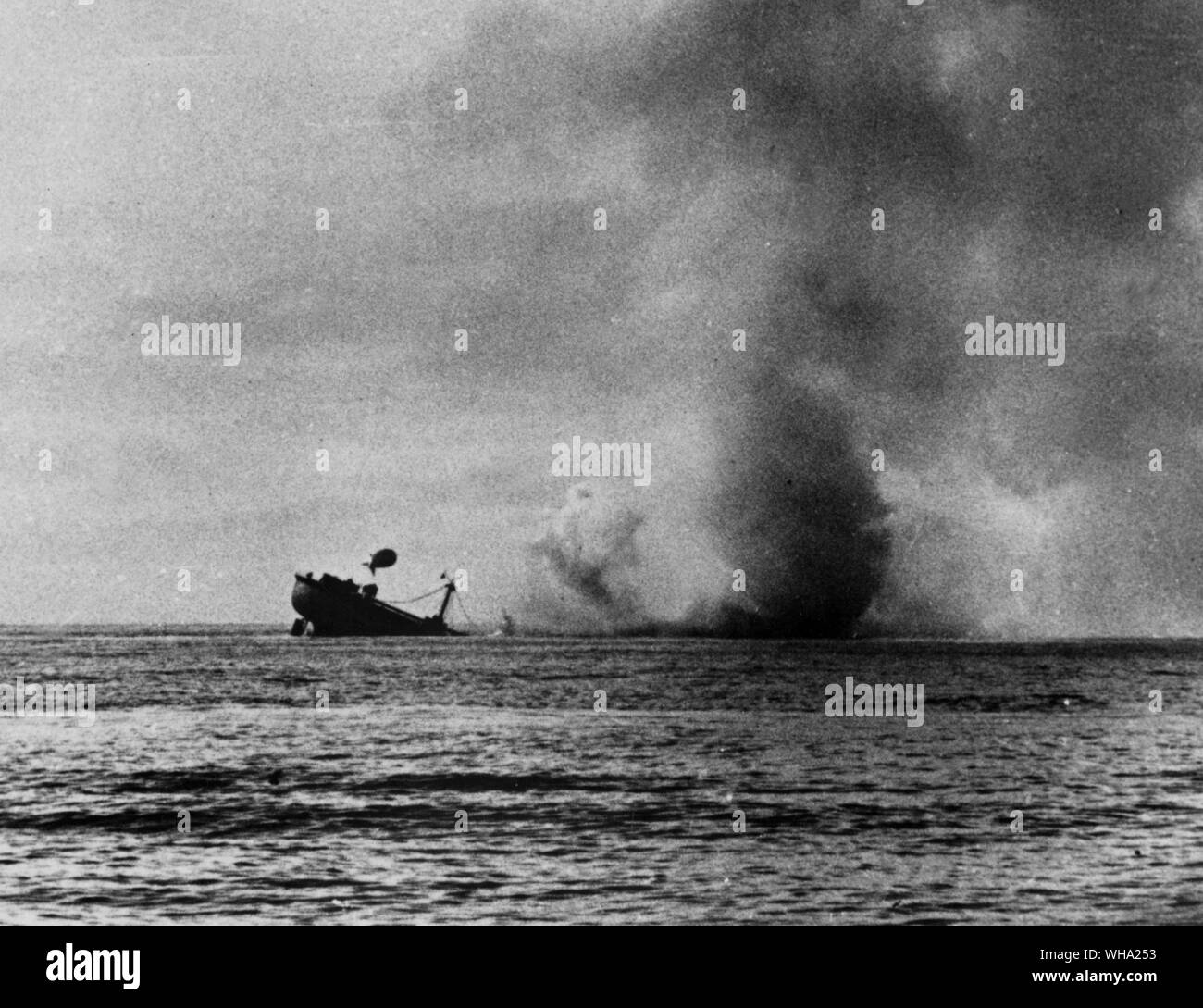 WW2: Torpedoing of a barrage balloon carrying steamship by a German U ...