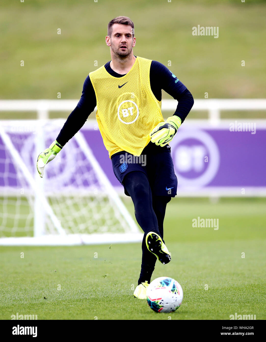 England Goalkeeper Tom Heaton during a training session at St George's ...