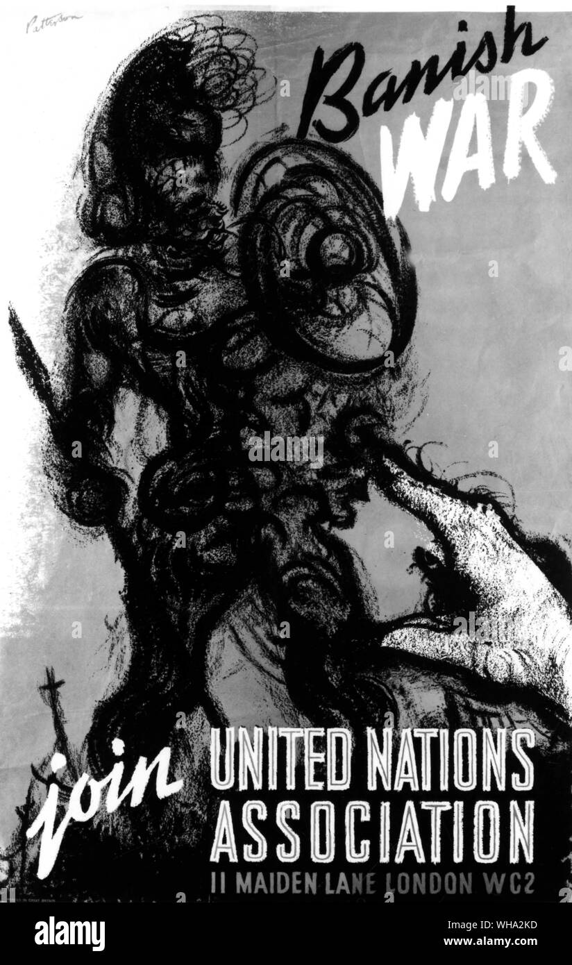 WW2: 'Banish War'. UN formal declaration signed by US, UK, USSR and ...