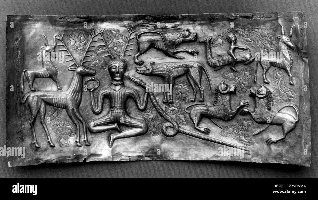 Denmark: Relief of chariot showing sun and moon. From a 1st Millennium ...