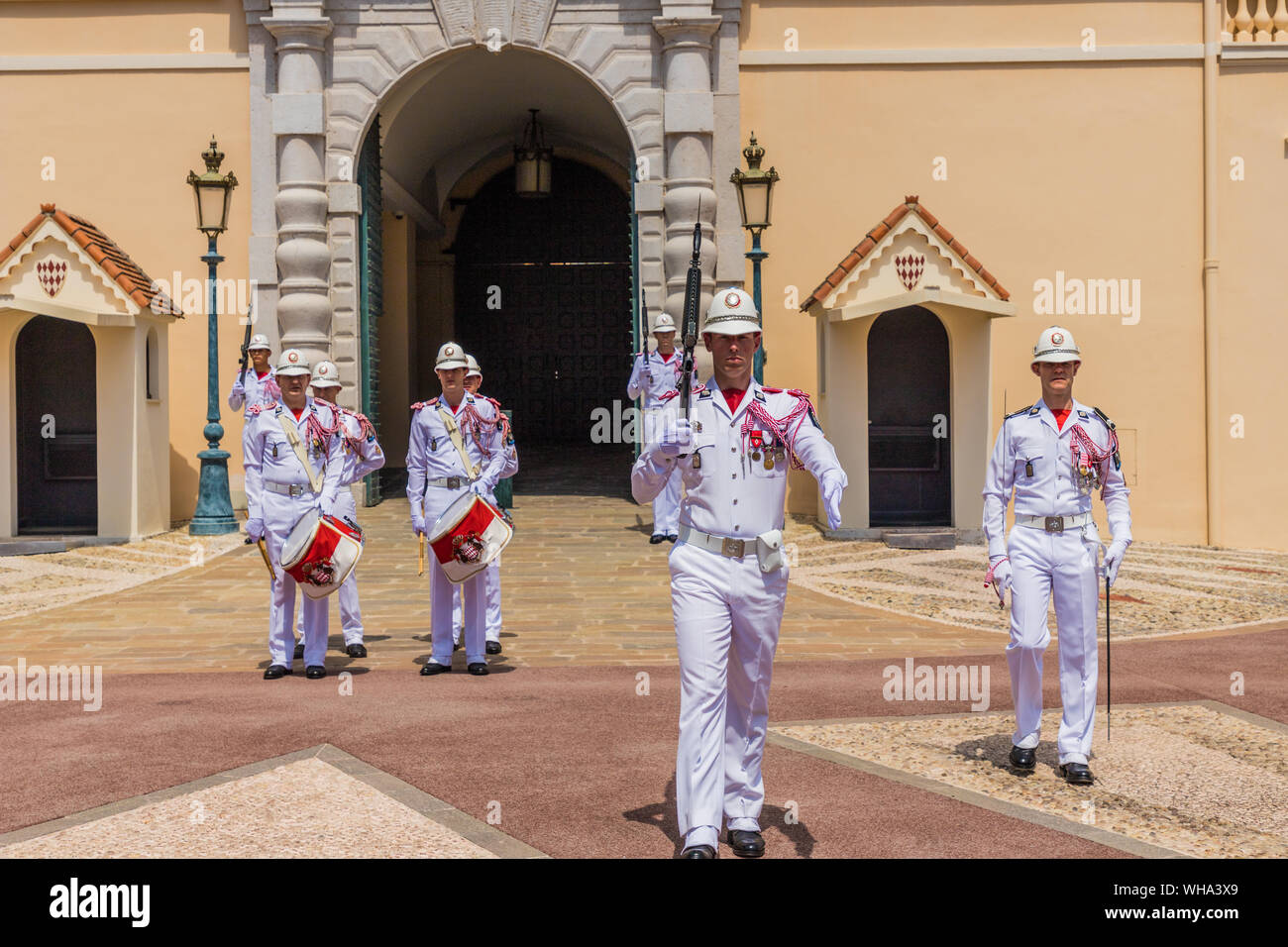 Changing of the Guard at Prince's Palace of Monaco in Monaco, Cote d ...