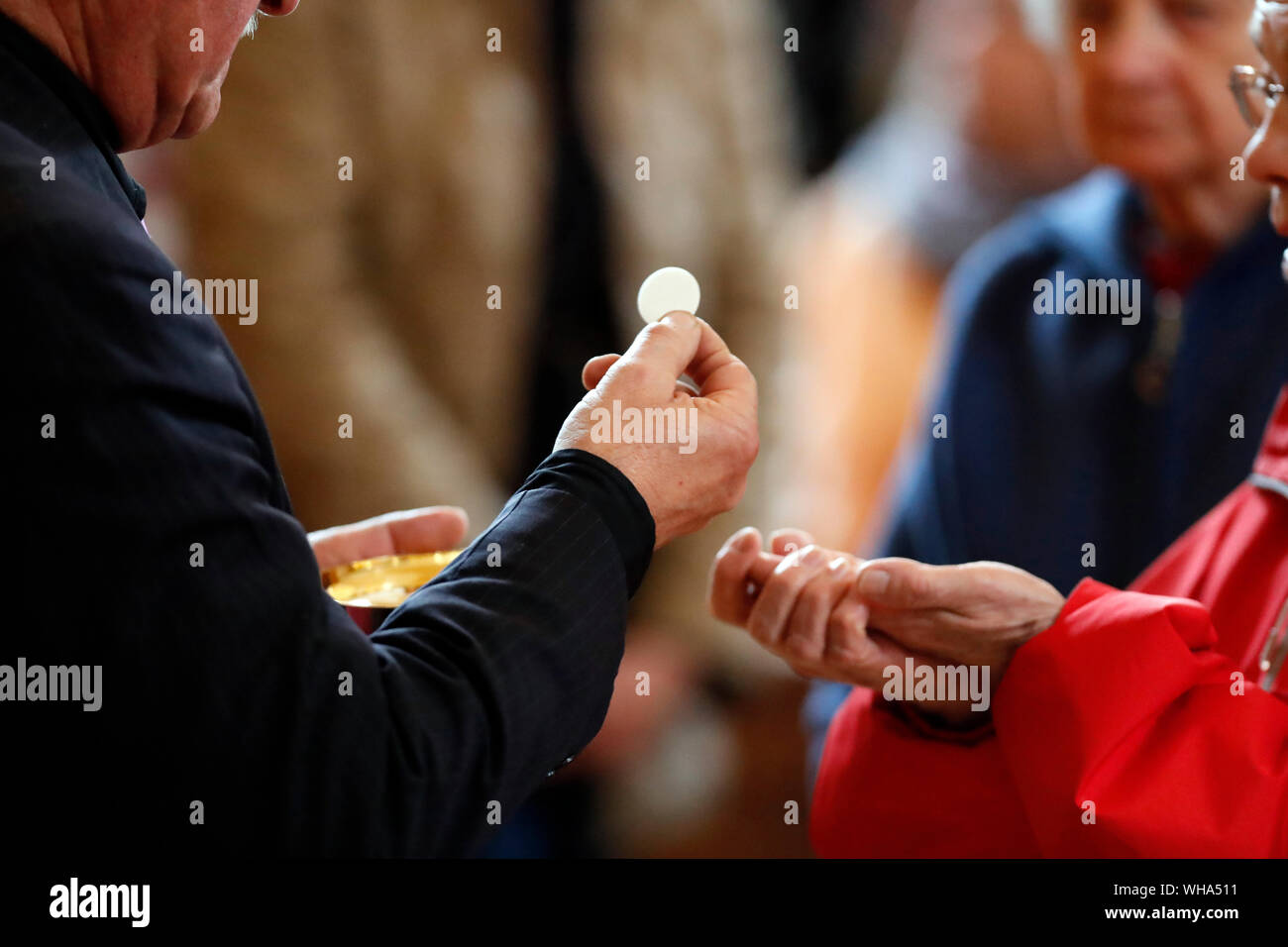 Roman Catholic Mass, Holy Communion, Saint-Nicolas de Veroce church ...