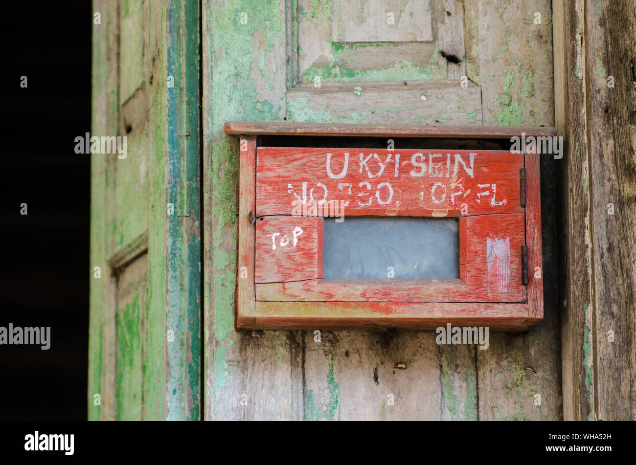 Old Wooden Mailbox On Wooden Door Stock Photo - Alamy