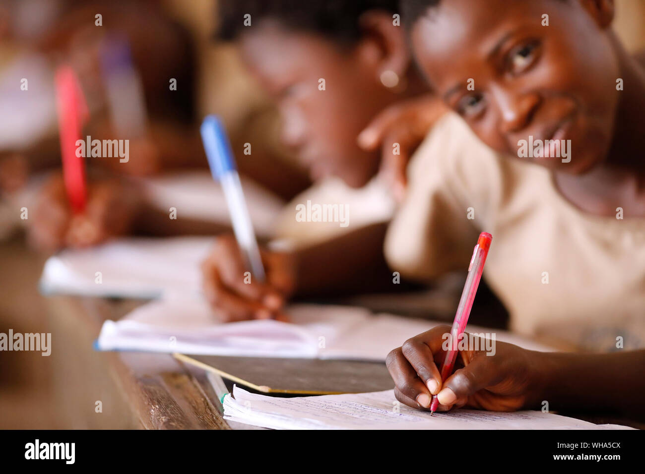 African primary school, children in the classroom, Lome, Togo, West ...