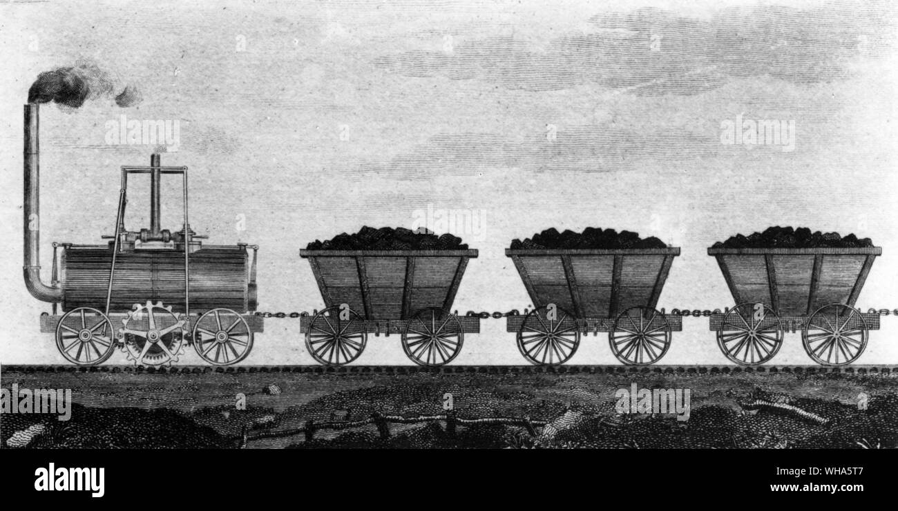 Engraving of Blenkinsop's rack engine. 1812 Stock Photo - Alamy