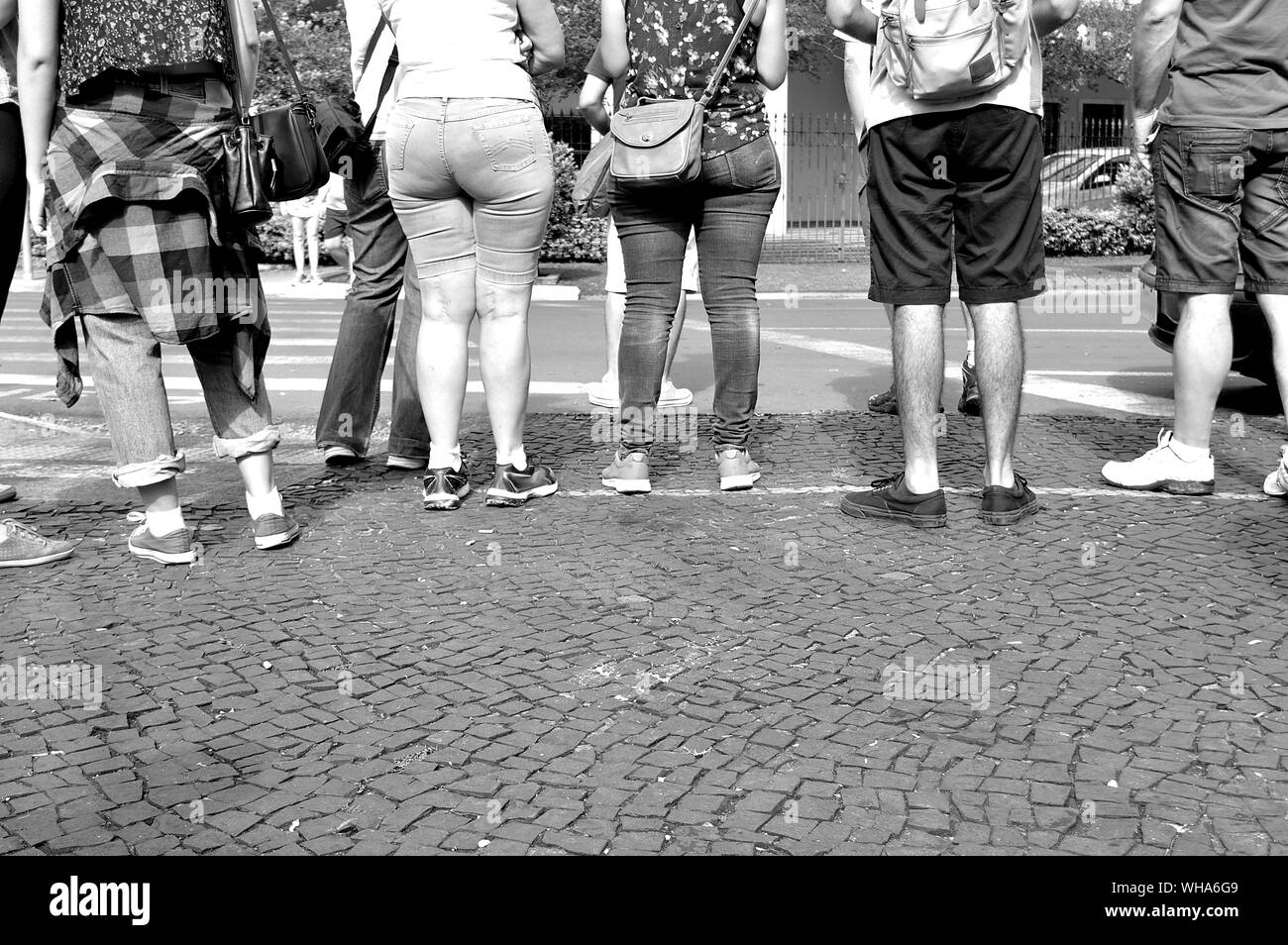 Pedestrian rear view Black and White Stock Photos & Images - Alamy