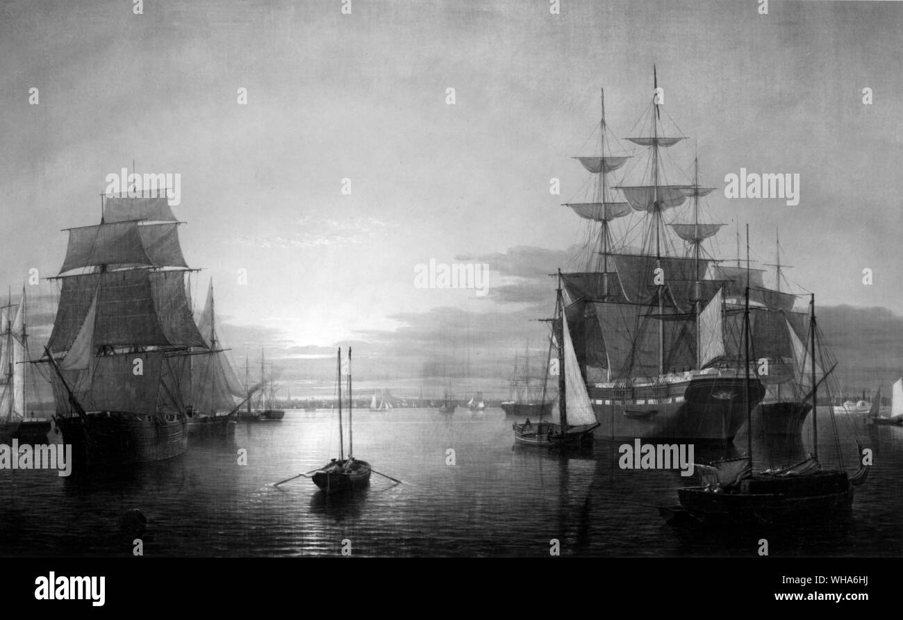 Boston Harbour by Fitz Hugh Lane. 1850-55 Stock Photo - Alamy