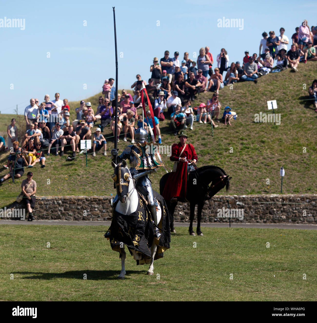 Close-up of a mounted Knight in Armour , taking part in a Joust: The ...