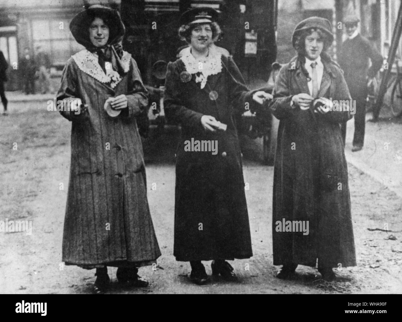 Ruth Kate and Edith. Bus conductresses 1910 Stock Photo - Alamy
