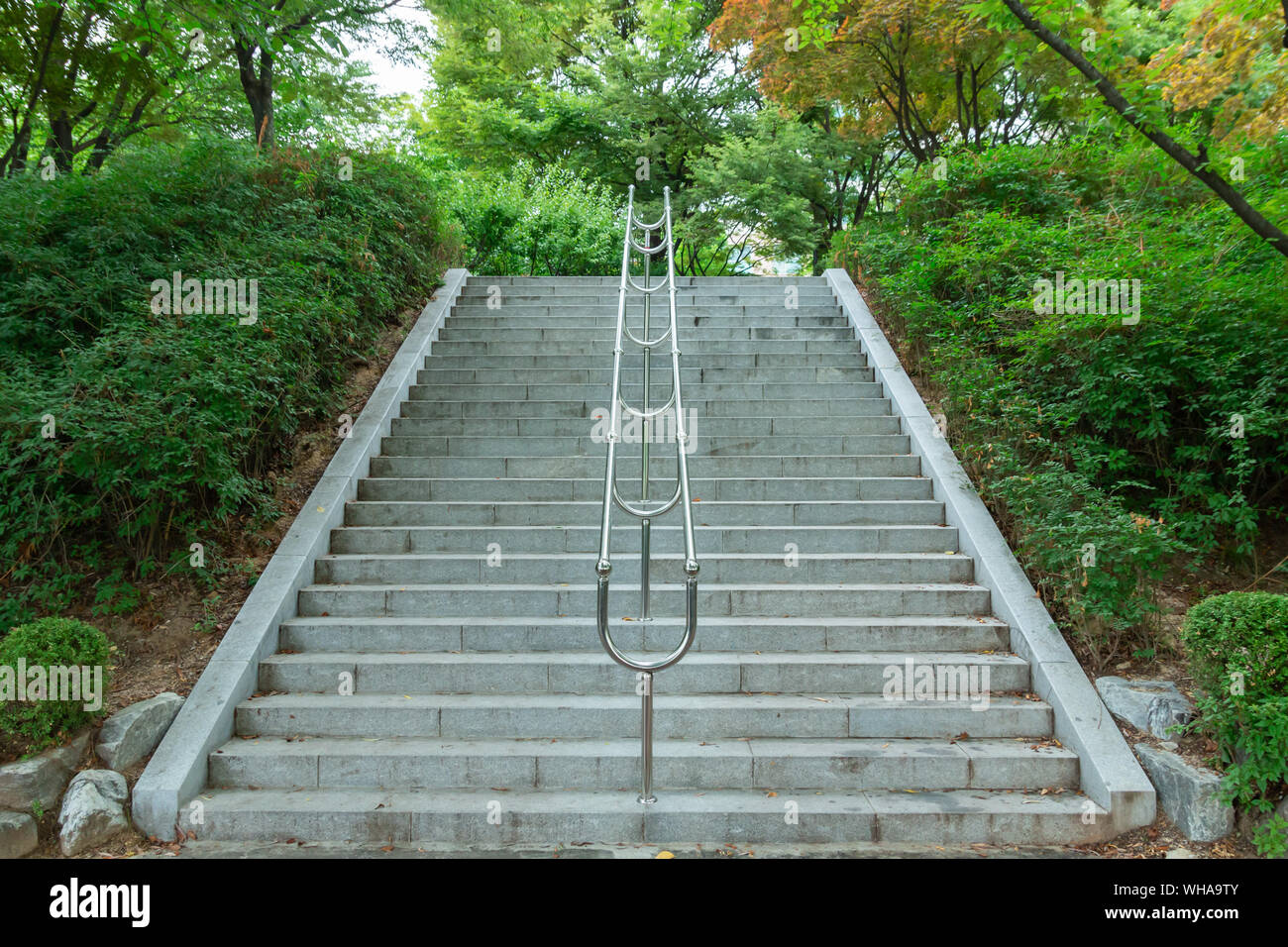 Stairs at the Seokchon lake park in Jamsil, Seoul, Korea Stock Photo ...