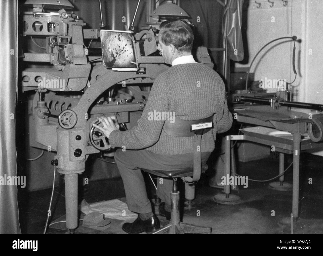 Surveying : a Wild A-8 stereoscopic plotting machine in use Stock Photo ...