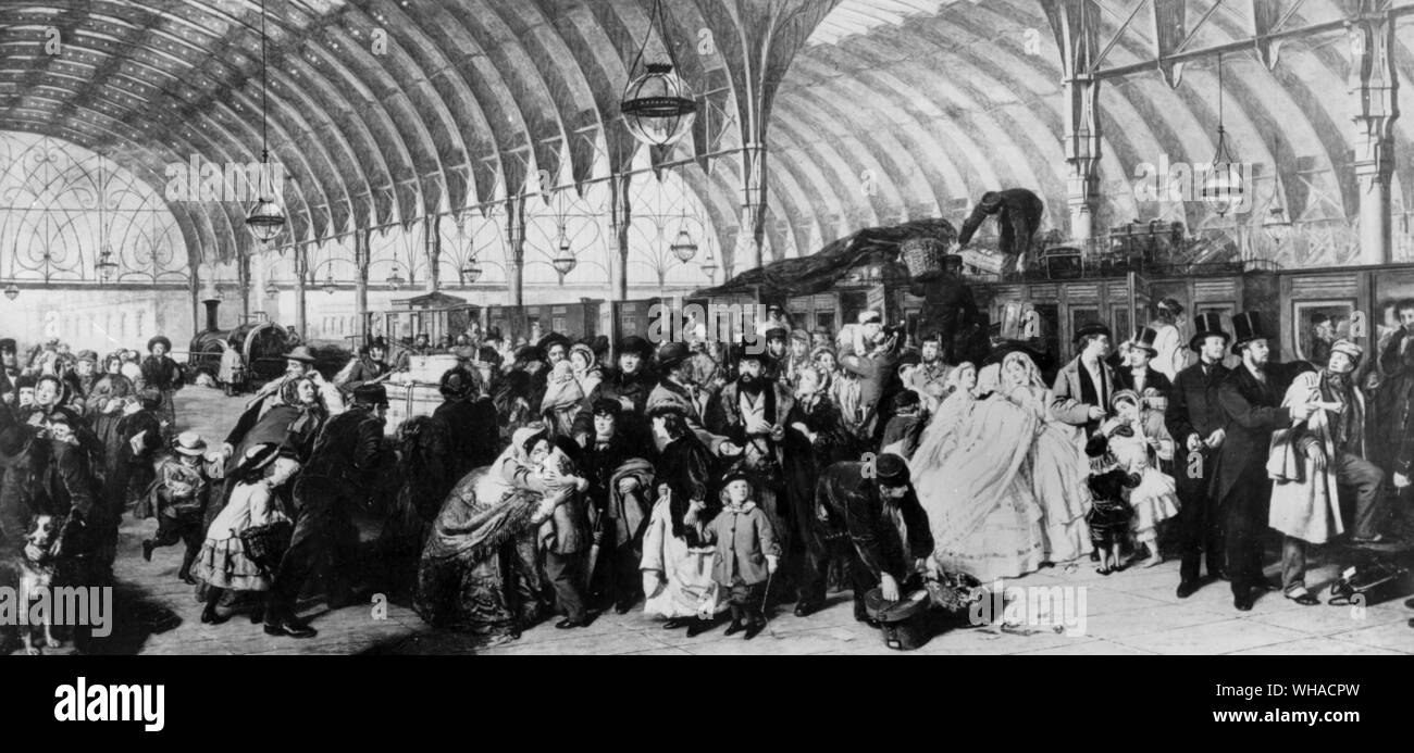 William Powell Frith. The Railway Station. completed 1862 Stock Photo ...