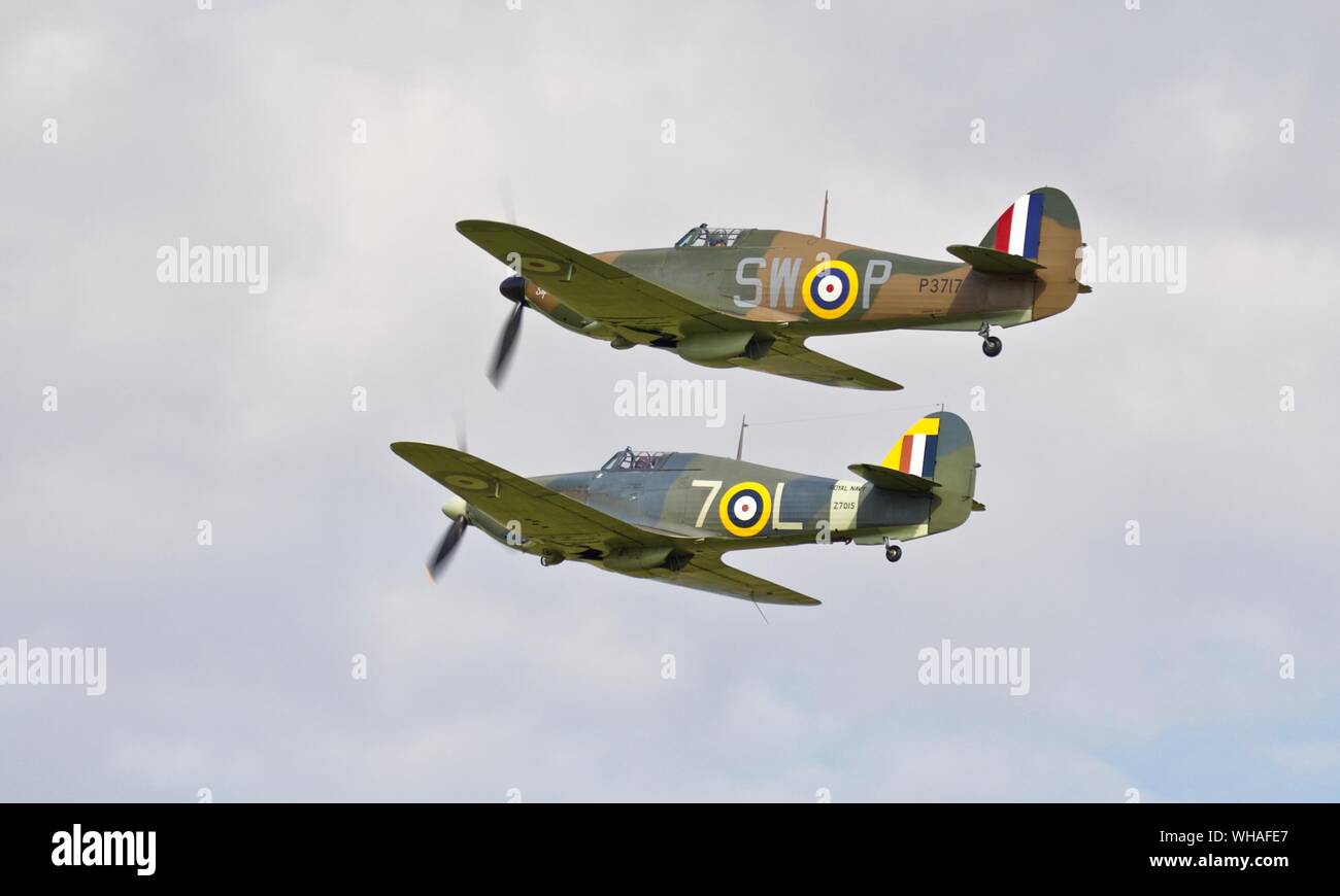 Vintage ww2 battle of britain squadron formation hawker hurricanes hi ...