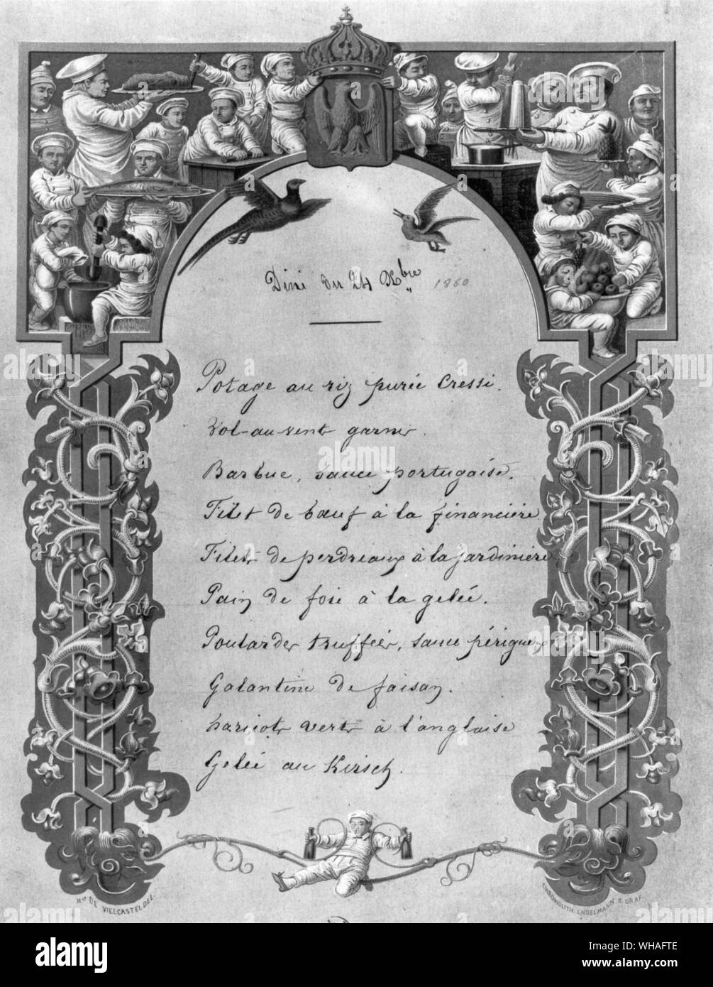 Menu for dinner at the Tuileries Palace 24th October 1860 Stock Photo ...