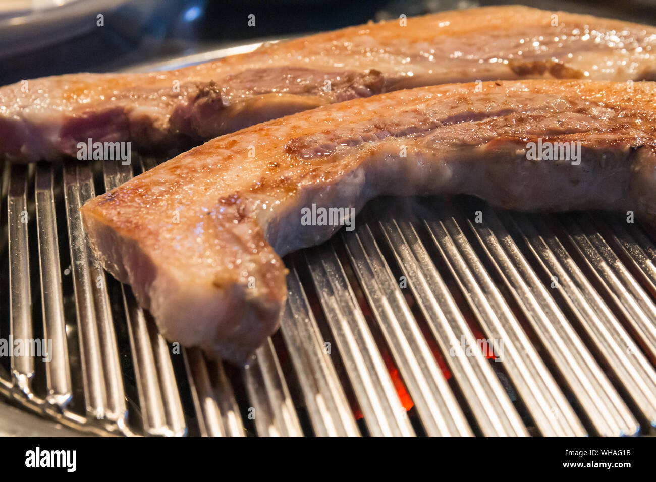 korean style pork bbq, Samgyupsal Stock Photo - Alamy