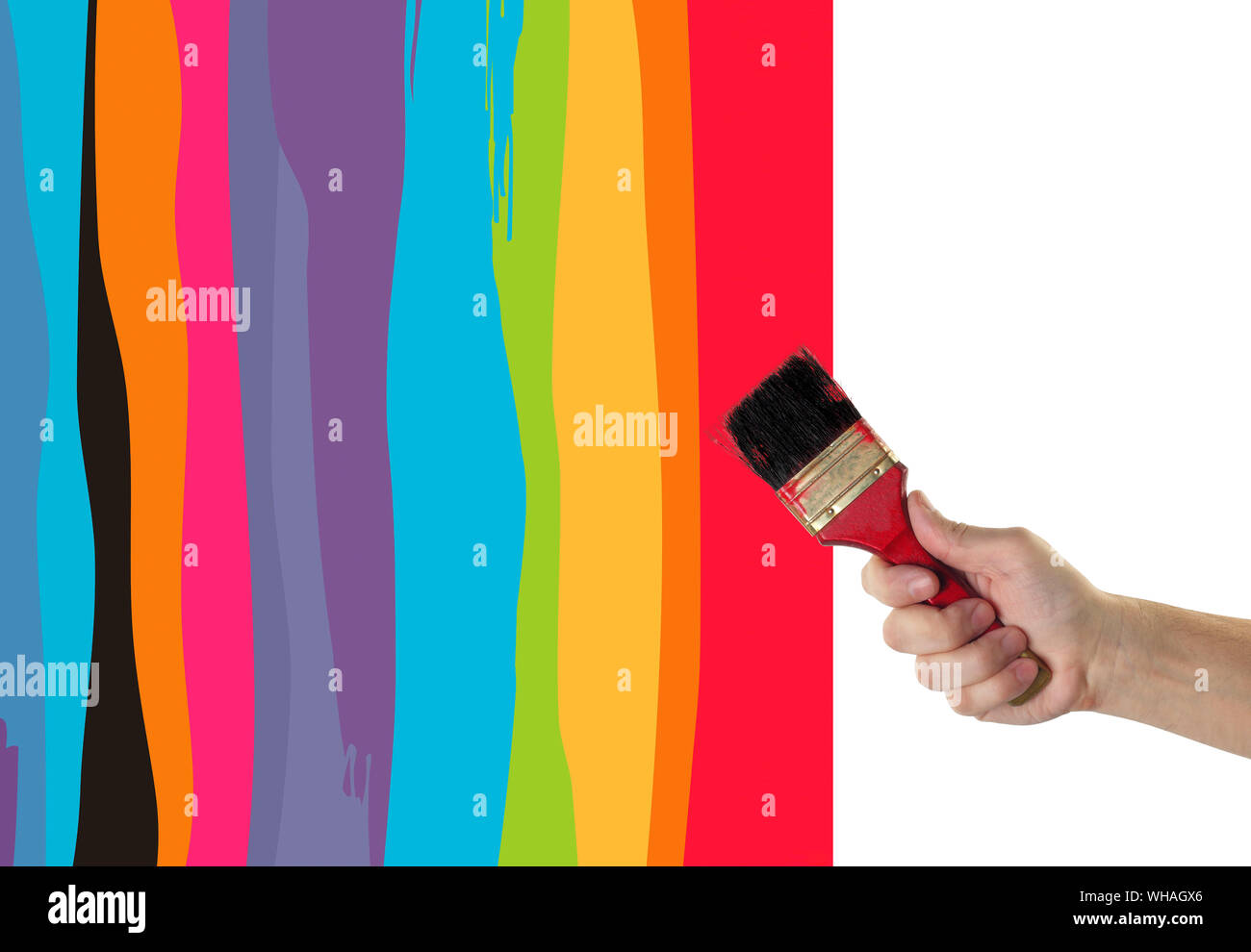 Objects tool hands action - A painter hand holds a brush and draws ...