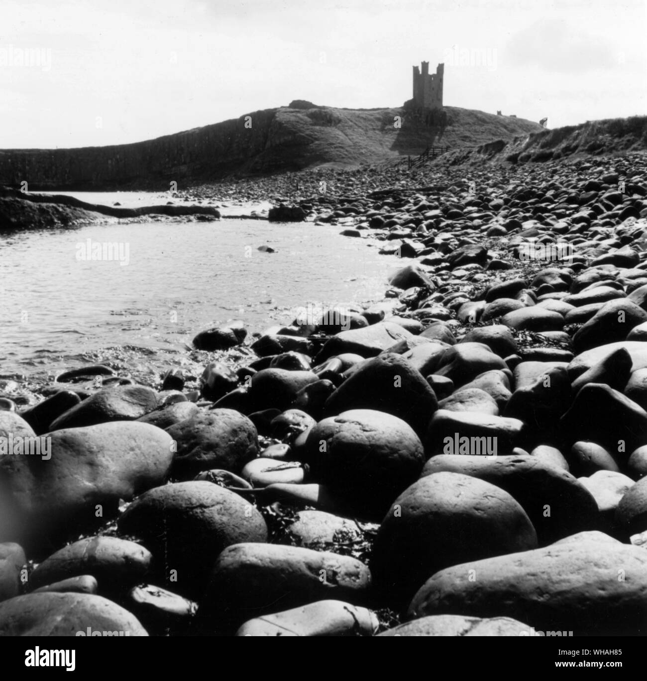 Historical dunstanburgh castle Black and White Stock Photos & Images ...