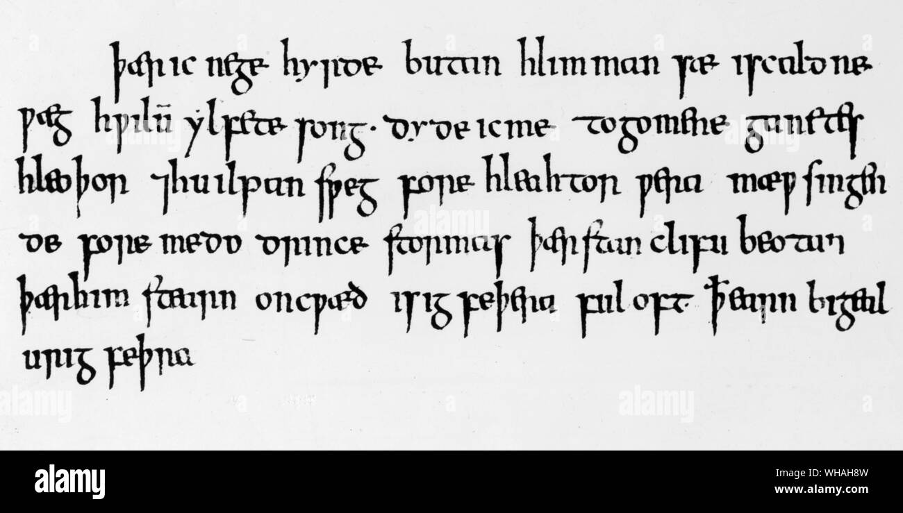 A passage from the 'Seafarer' poem in the Exeter Book c1000 Stock Photo ...