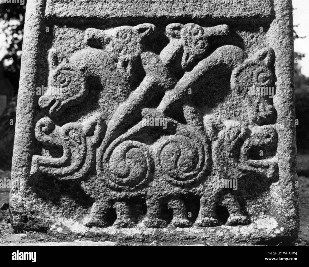 Kildare. Moone. Animal Interlace Stock Photo - Alamy