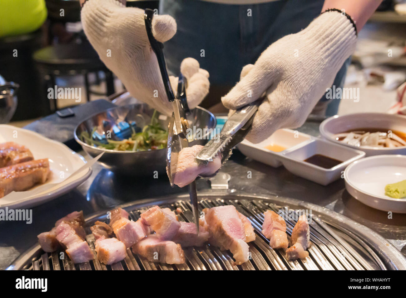 korean style pork bbq, Samgyupsal Stock Photo - Alamy
