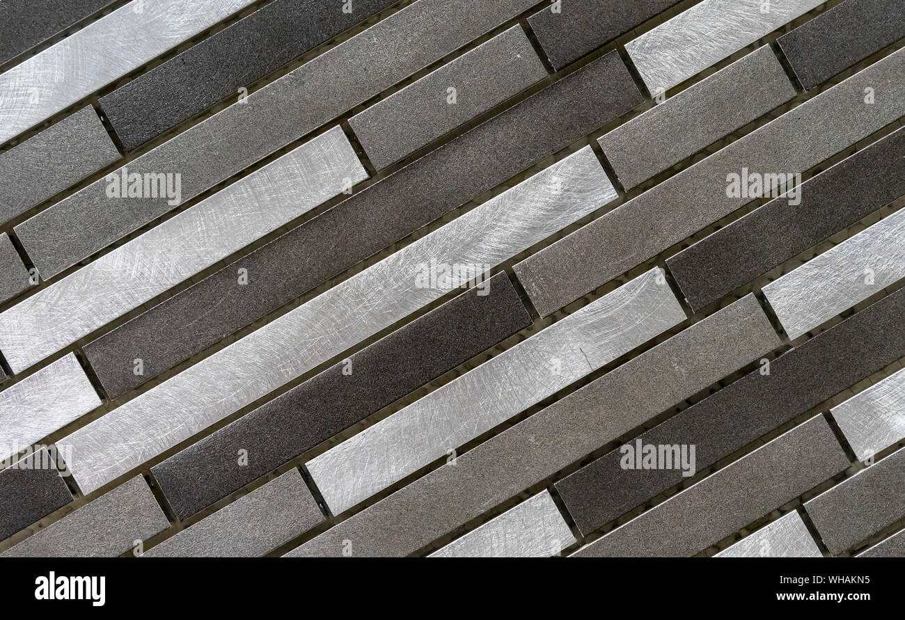 Metal tile mosaic. Background and texture of metal mosaic tiles. Metal ...
