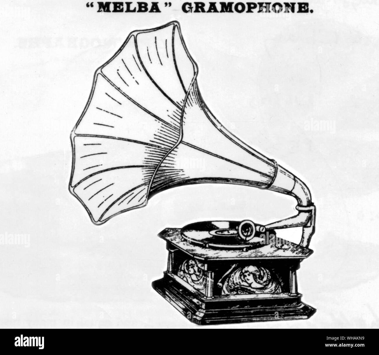 The new Morning Glory Horn. The Melba Gramophone Stock Photo - Alamy