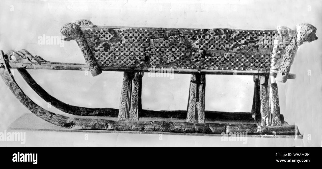 Carved sledge. c AD800 from Norwegian Tumulus Stock Photo - Alamy