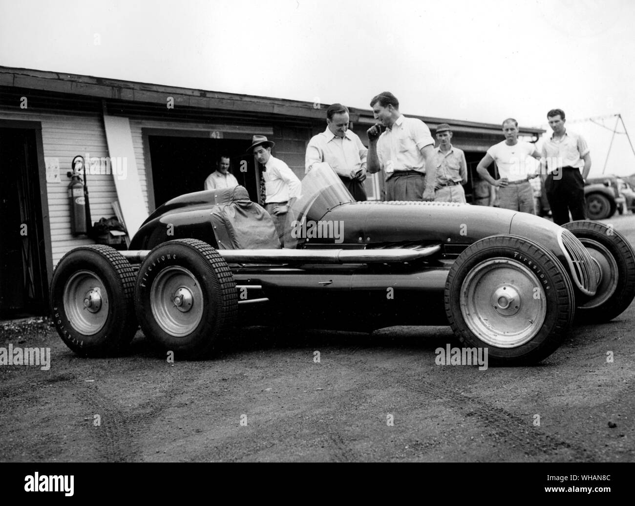 Indianapolis Motor Speedway. Pat Clancy six-wheel Special. 1948 Stock ...