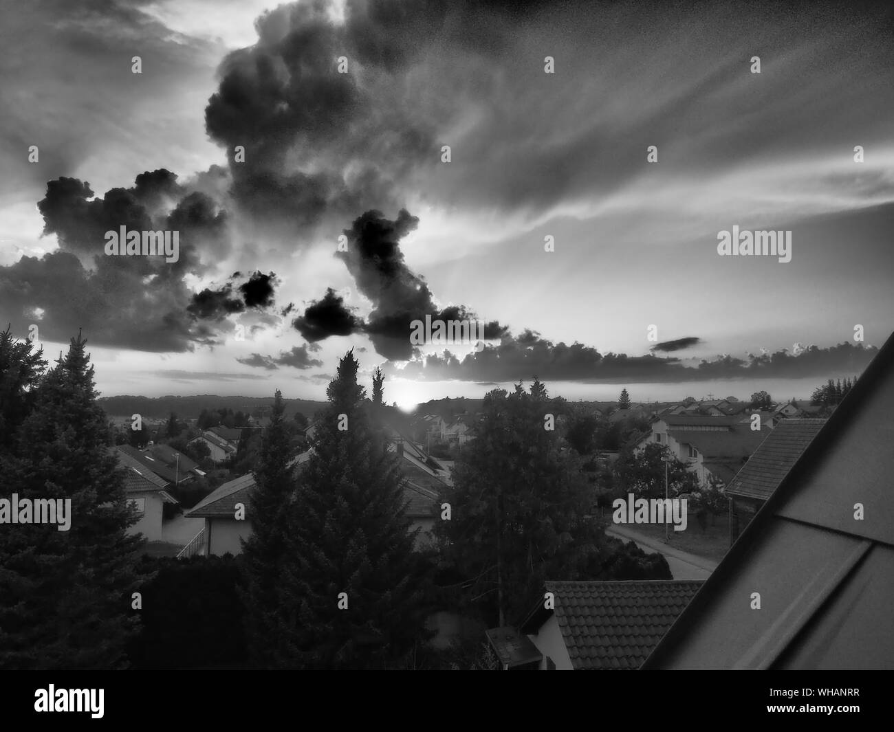 Beautiful sunset on stormy Black and White Stock Photos & Images - Alamy