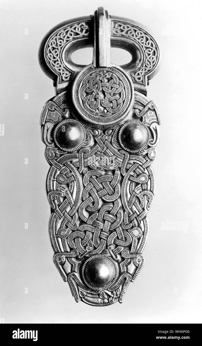 A gold buckle from the Sutton Hoo Collection. . Roughly contemporary to ...