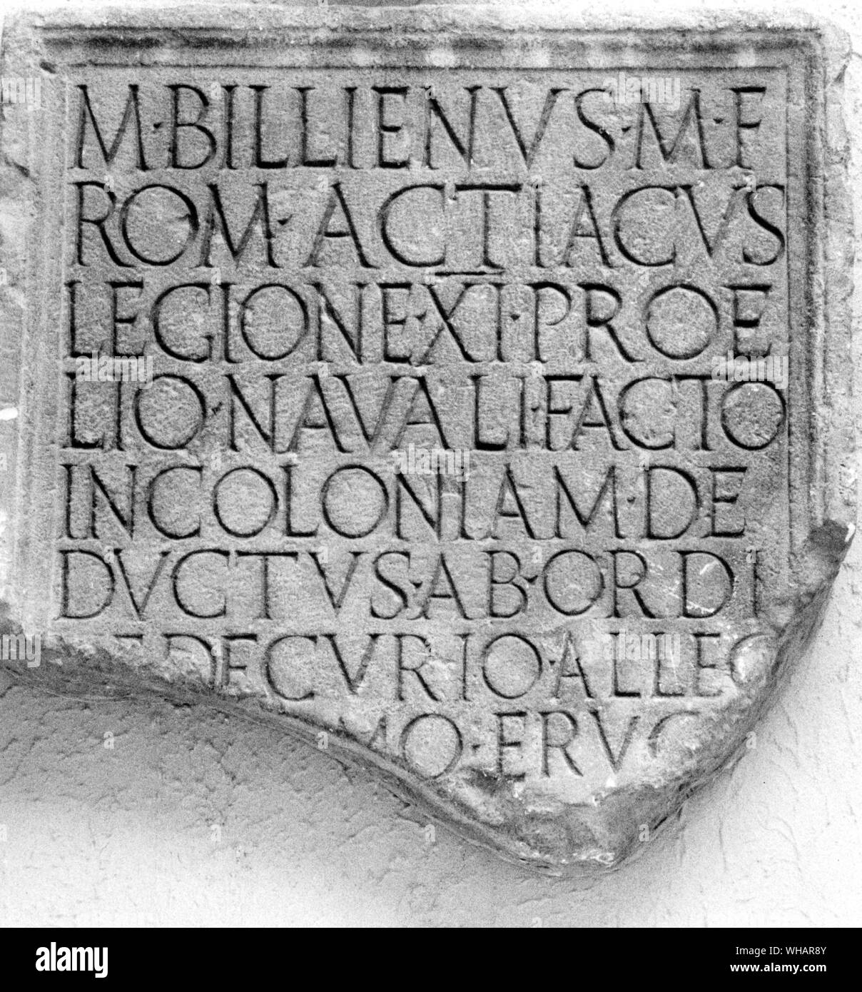 Cast of an inscription to Marco Binien (?) and Aziaco of the XI legion ...