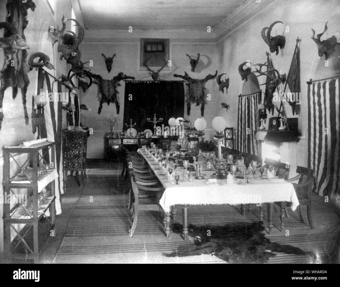 Mess Room. Wiltshire Regiment. Peshawar. 1886 Stock Photo - Alamy