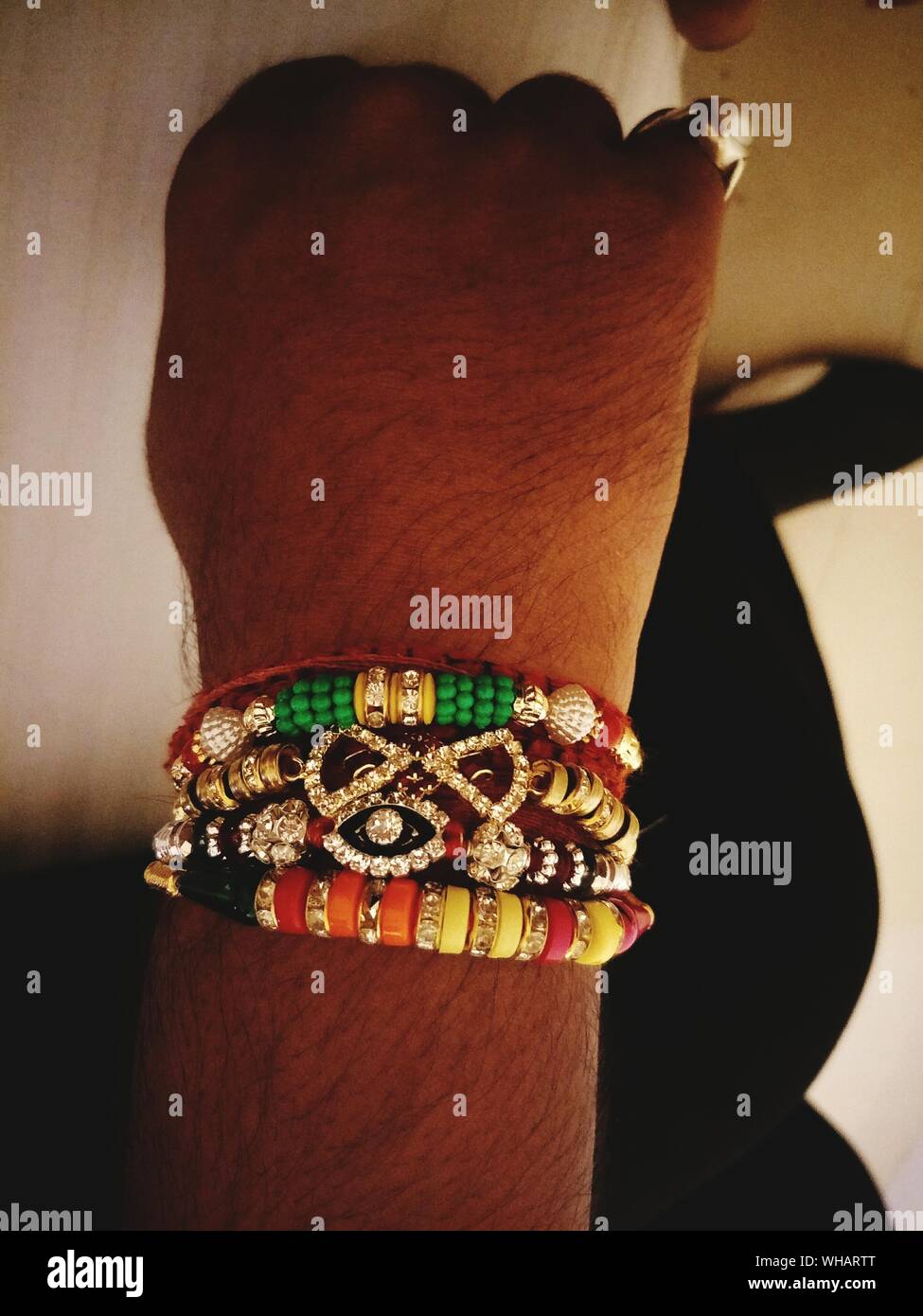 Cropped Hand Showing Rakhi Stock Photo - Alamy