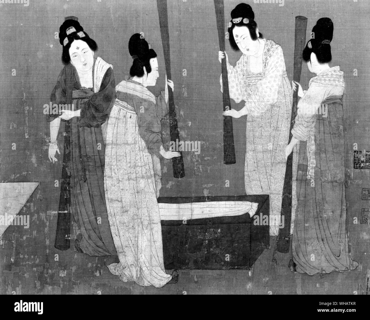 Ladies Preparing Newly Woven Silk. Emperor Hui Tsung. Chinese 1082-1135 ...