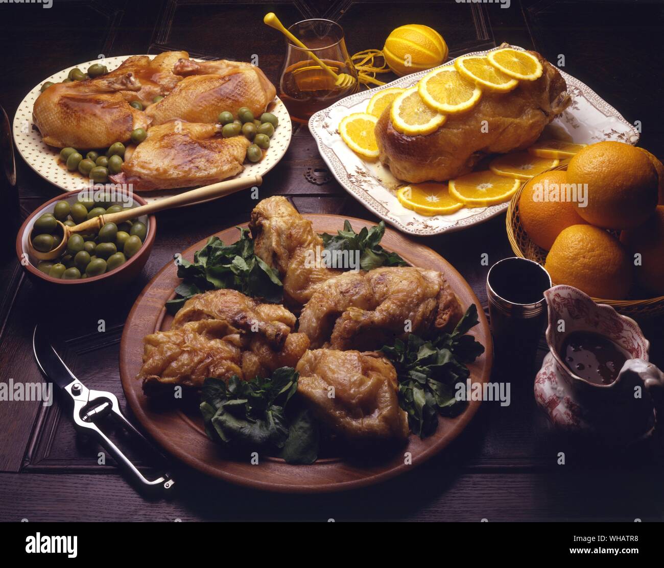 International Cooking . Top Left, Roast Duck.. USA.. Top Right, Duck ...