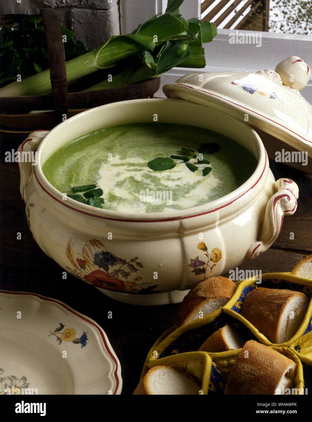 French Recipes . . Potage De Cresson.. Watercress Soup Stock Photo - Alamy