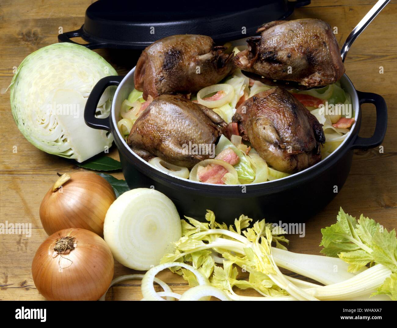 Braised Pigeons and Cabbage Stock Photo - Alamy