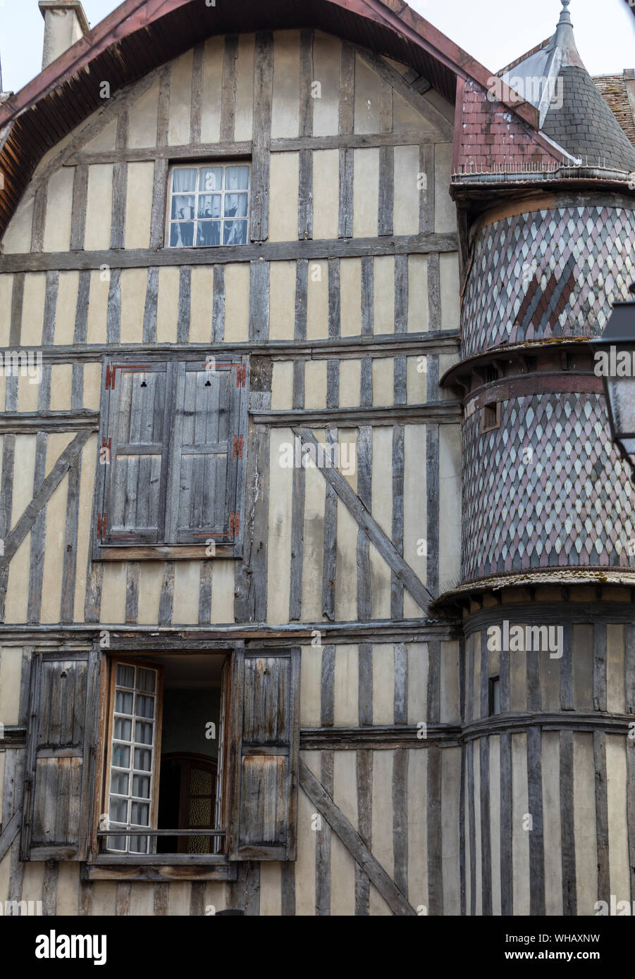 Ancient half-timbered buildings in Troyes. Aube, Champagne-Ardenne ...