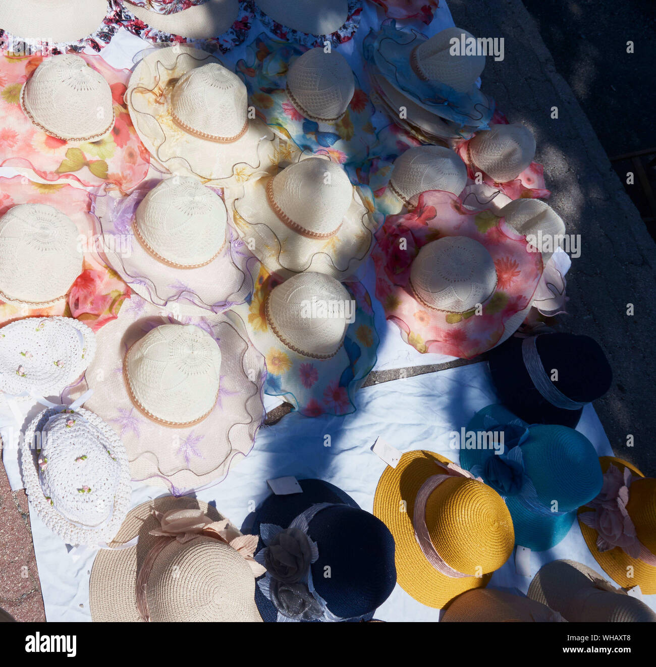 Hat stall in market hi-res stock photography and images - Alamy