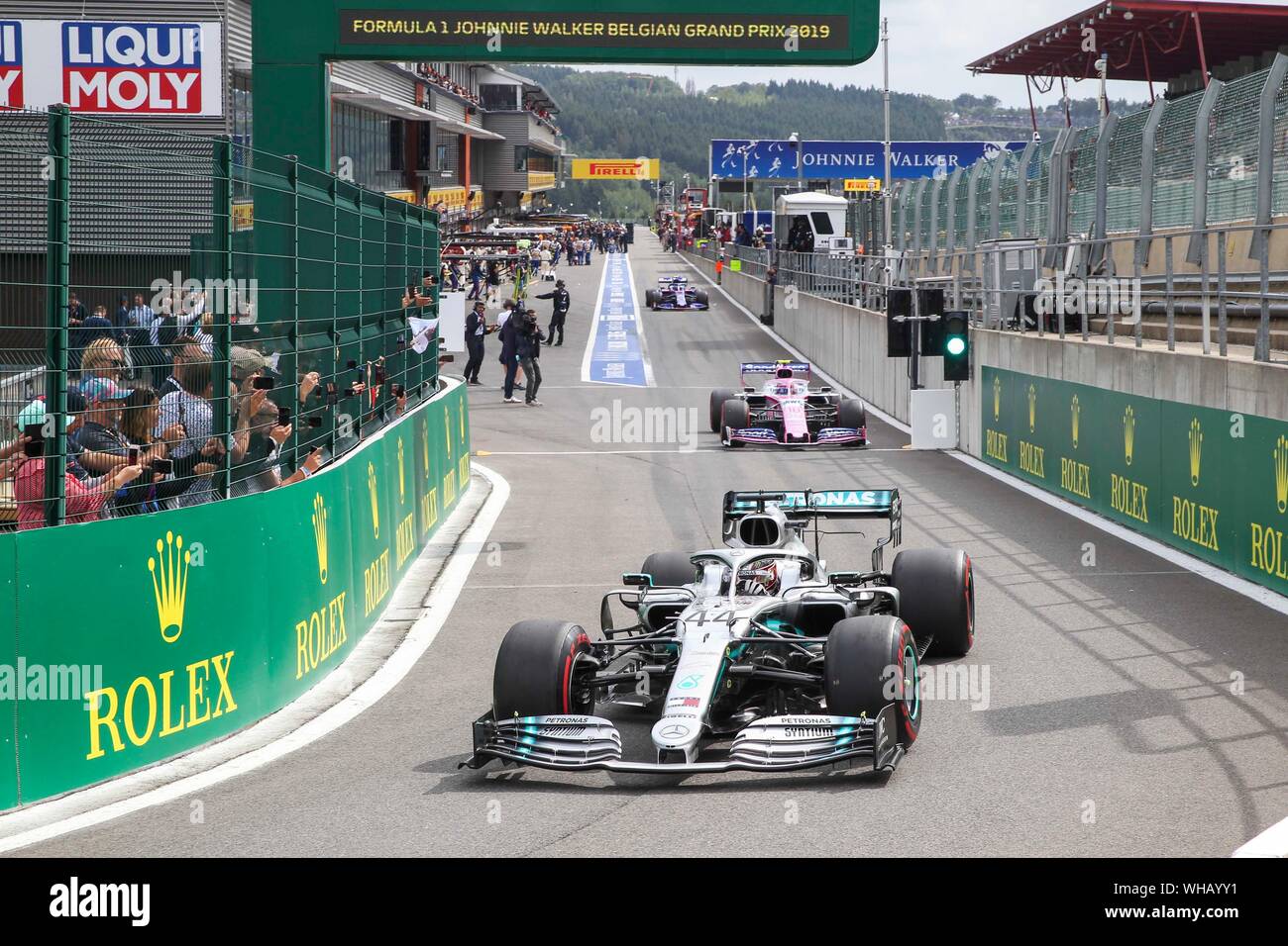 Pit lane exit # 44 Lewis HAMILTON, GBR, Mercedes AMG Petronas F1 team ...