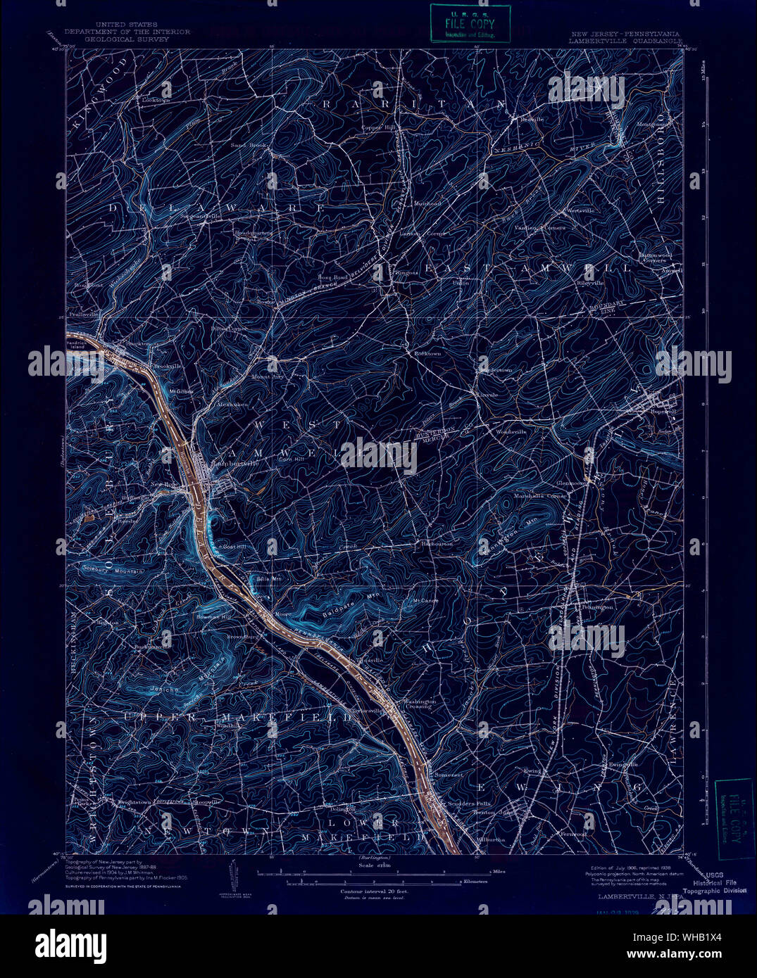 Lambertville new jersey map hi-res stock photography and images - Alamy