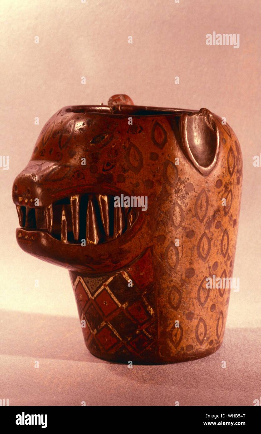 Wooden drinking cup from Inca Civilisation , Peru , South America Stock ...