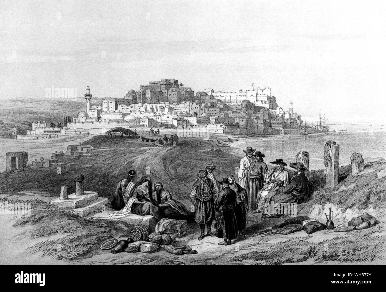 The Port of Jaffa looking south published in London 1855 Stock Photo ...