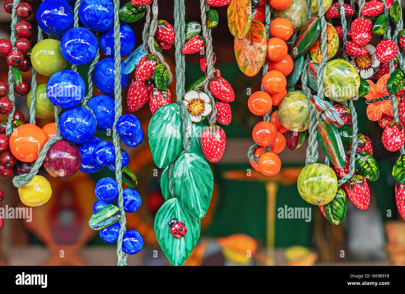 Beads in the form of bright berries for design and decoration of home ...