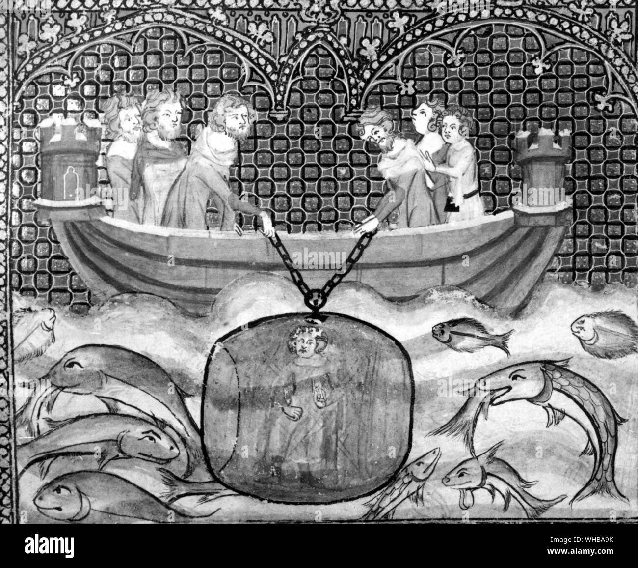 Alexander in his diving bell admiring the ocean depths Stock Photo - Alamy