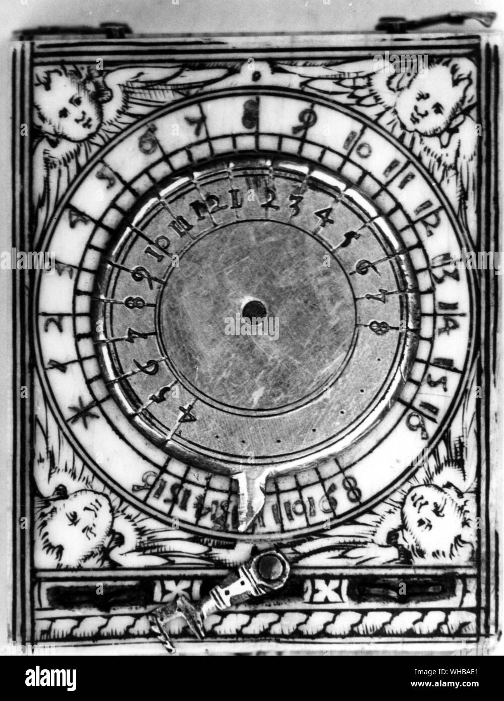 Lid of ivory dyptich dial , circa 1600 . possibly by Paulus Reinman of ...