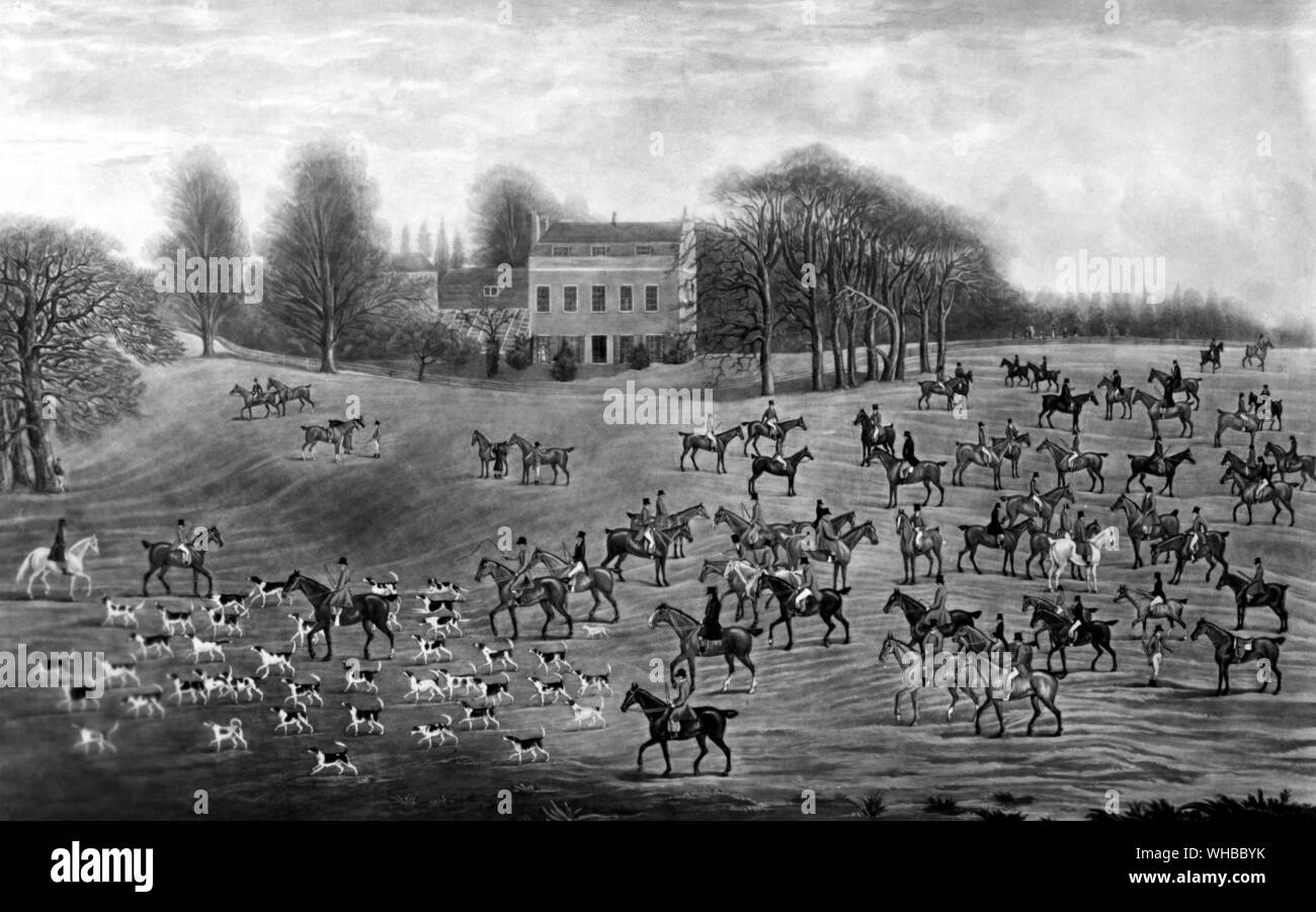 Meet at The Hampshire Hunt . December 1849 Dummer House Stock Photo - Alamy